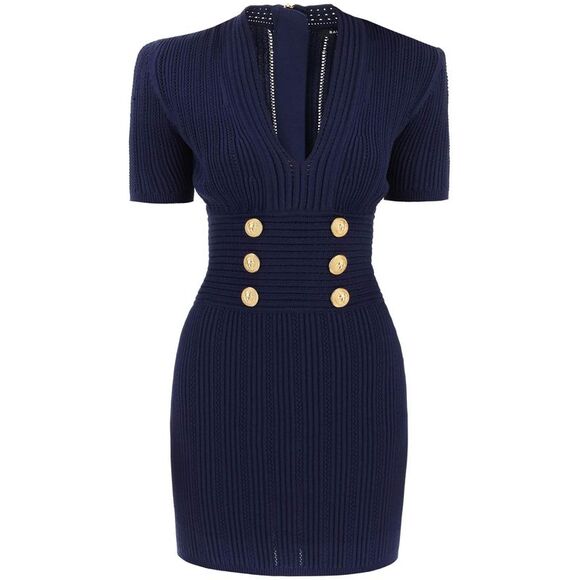 Balmain | Dresses | Balmain Knit Minidress With Embossed Buttons | Poshmark